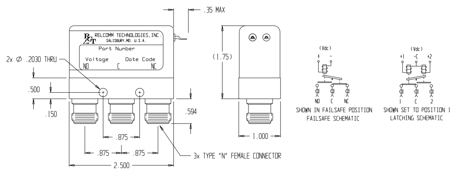 RDL-Series SPDT Relay W/N Connectors STD - Relcomm Technologies, Inc.