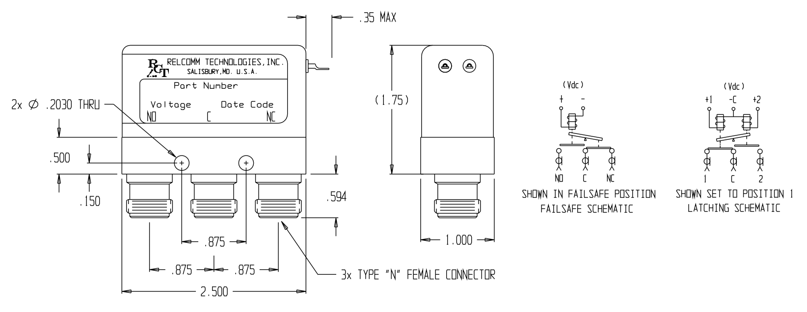 RDL-Series SPDT Relay W/N Connectors STD - Relcomm Technologies, Inc.