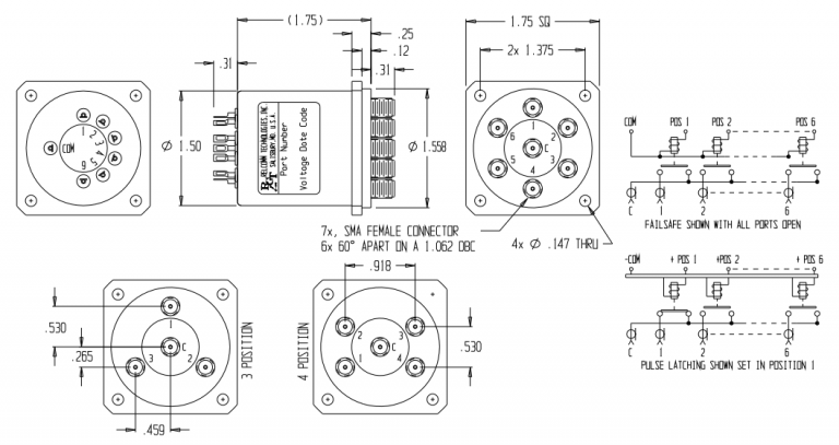 RMS-Series SP(3-6)T Relay W/SMA Connectors - Relcomm Technologies, Inc.